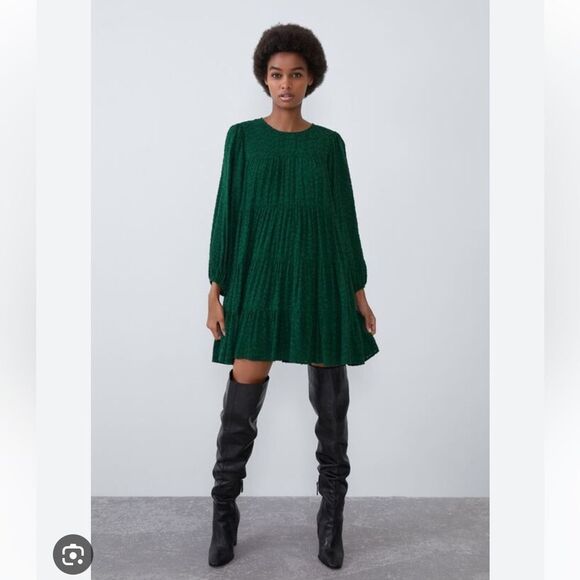 Zara | Dresses | Zara Voluminous Texturetrapeze Dress | Poshmark